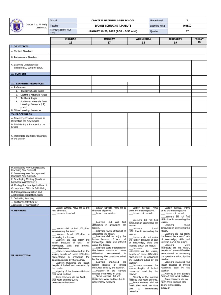 DLL Template | Download Free PDF | Learning | Question