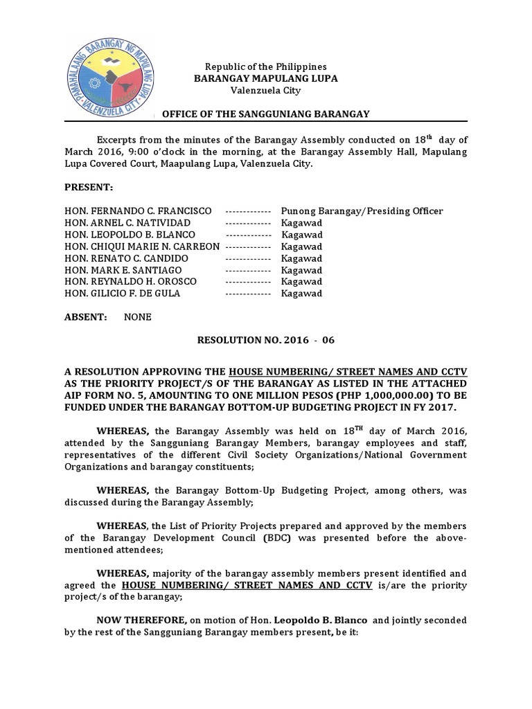 Annex 6 - SB Resolution BDP | PDF | Philippines