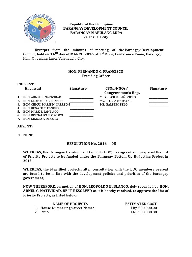 Annex 4 BDC Resolution BDP | PDF | Politics