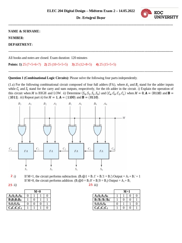 Midterm II Solutions | PDF | Logic Gate | Computing