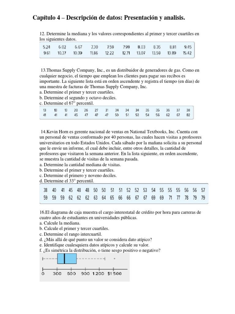 Práctica Capítulo 4 Presentación y Análisis | PDF | Cuantil