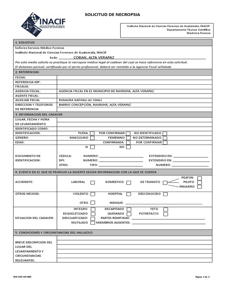 INACIF NECROPSIA - Odt | PDF