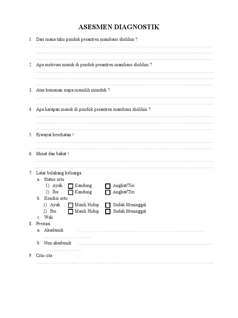 ASESMEN DIAGNOSTIK | PDF