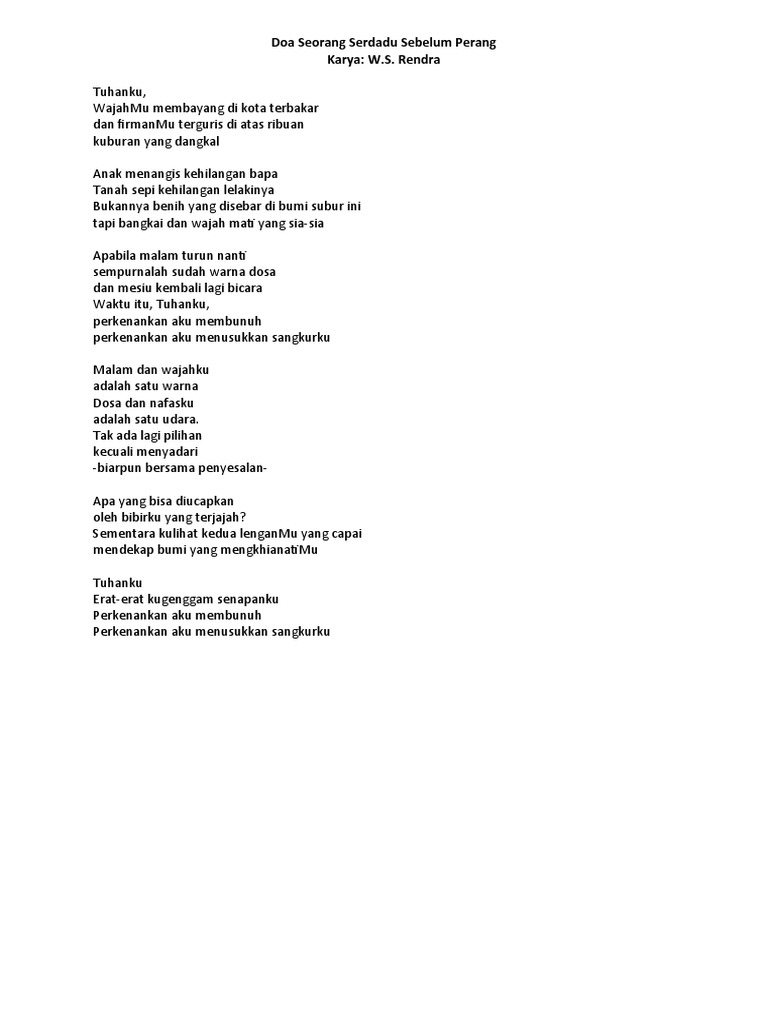 Doa Seorang Serdadu Sebelum Perang | PDF