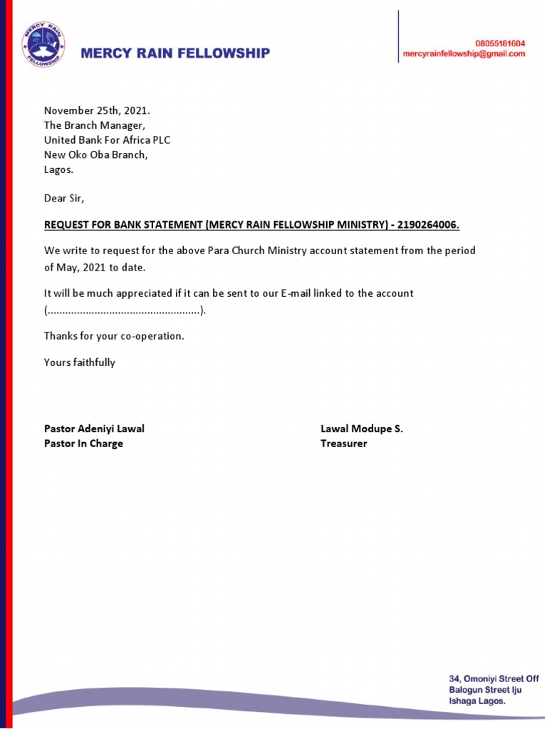 Mercy Rain Account Statement - UBA | PDF