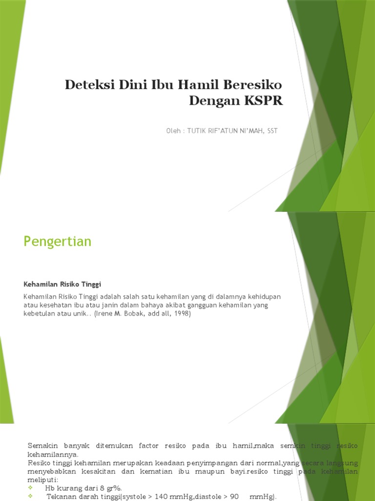 Deteksi Dini Ibu Hamil Beresiko Dengan KSPR | PDF