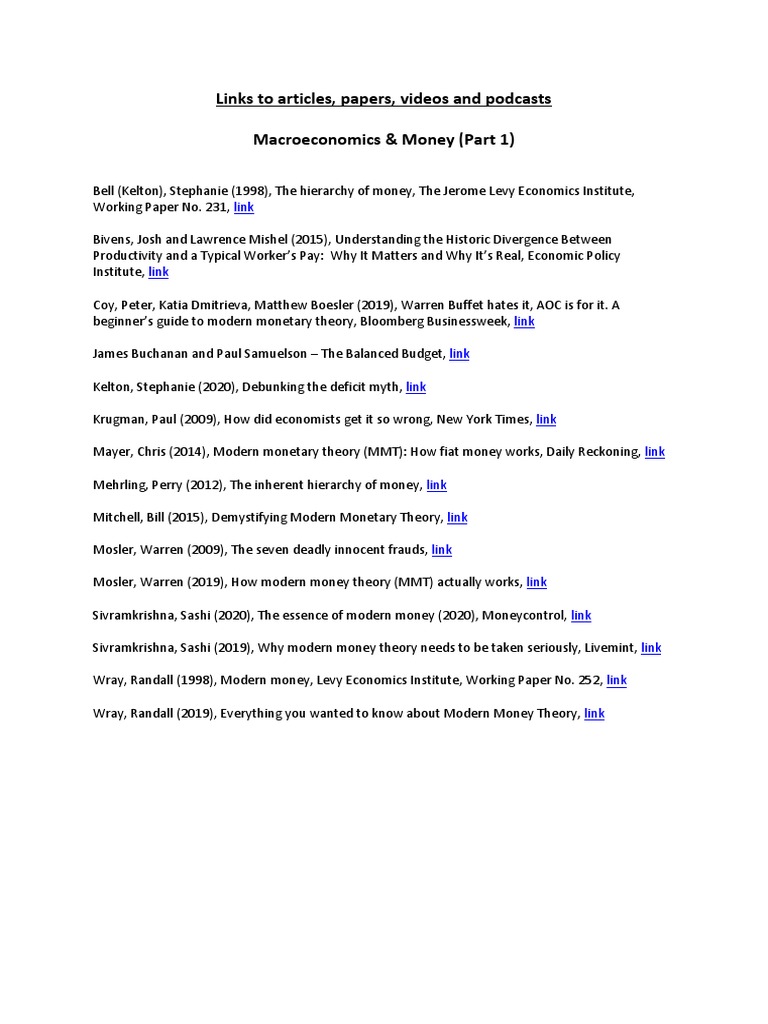 Macroeconomics An MMT Perspective - List of Resources PDF | PDF ...