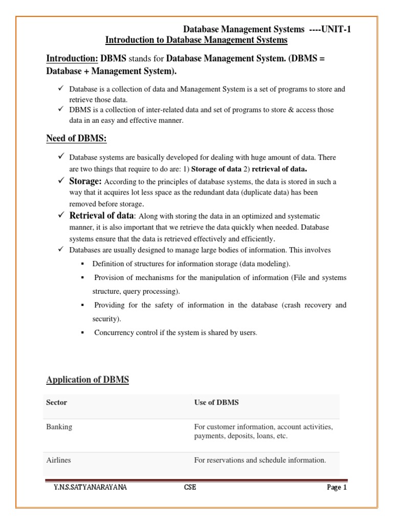 DBMS Unit-1 | PDF | Databases | Conceptual Model DBMS Unit-1 | PDF | Databases | Conceptual Model