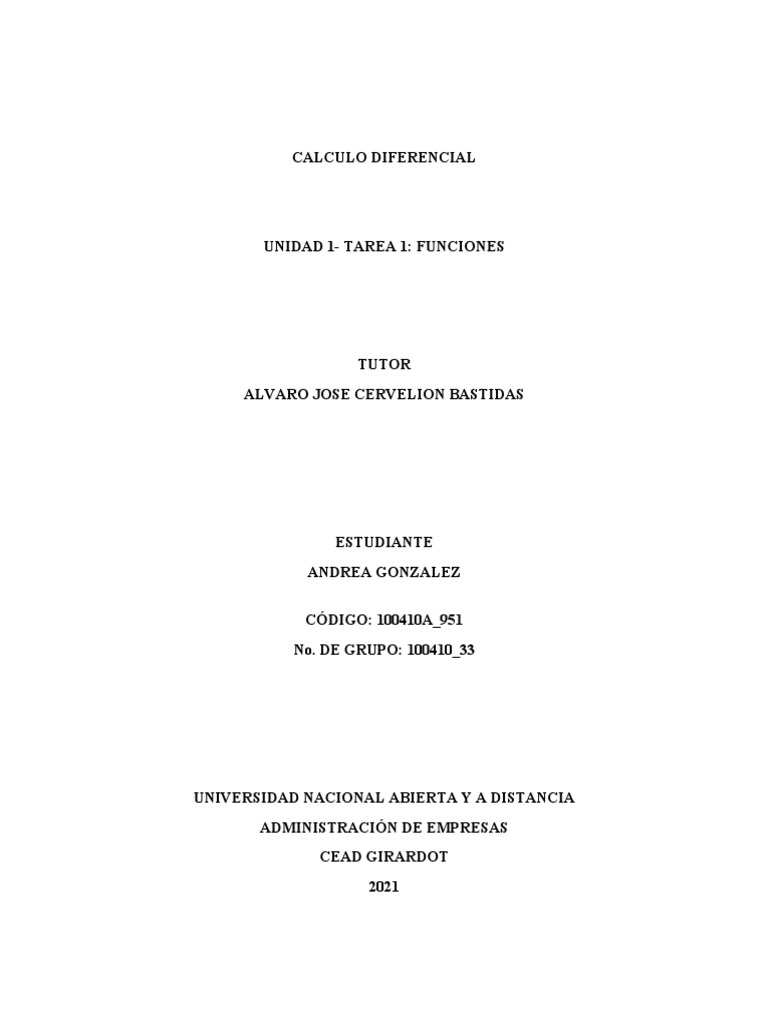 Tarea 1 - Ejercicios Estudiante #4 - Calculo Diferencial | PDF