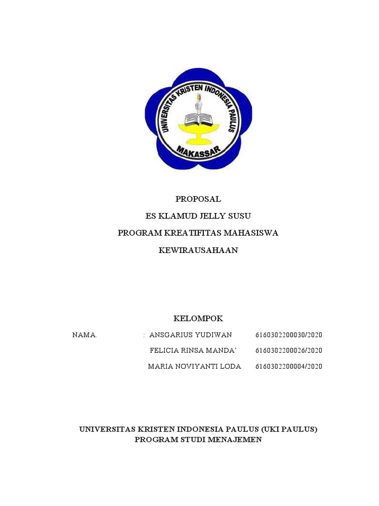 Proposal PKM ESKLAMUD JELLY SUSU Ukt | PDF