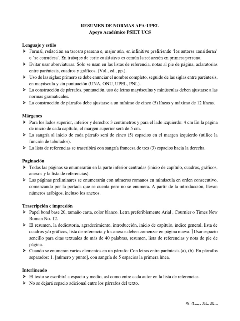 Resumen de Normas Apa-Upel | PDF | Comillas