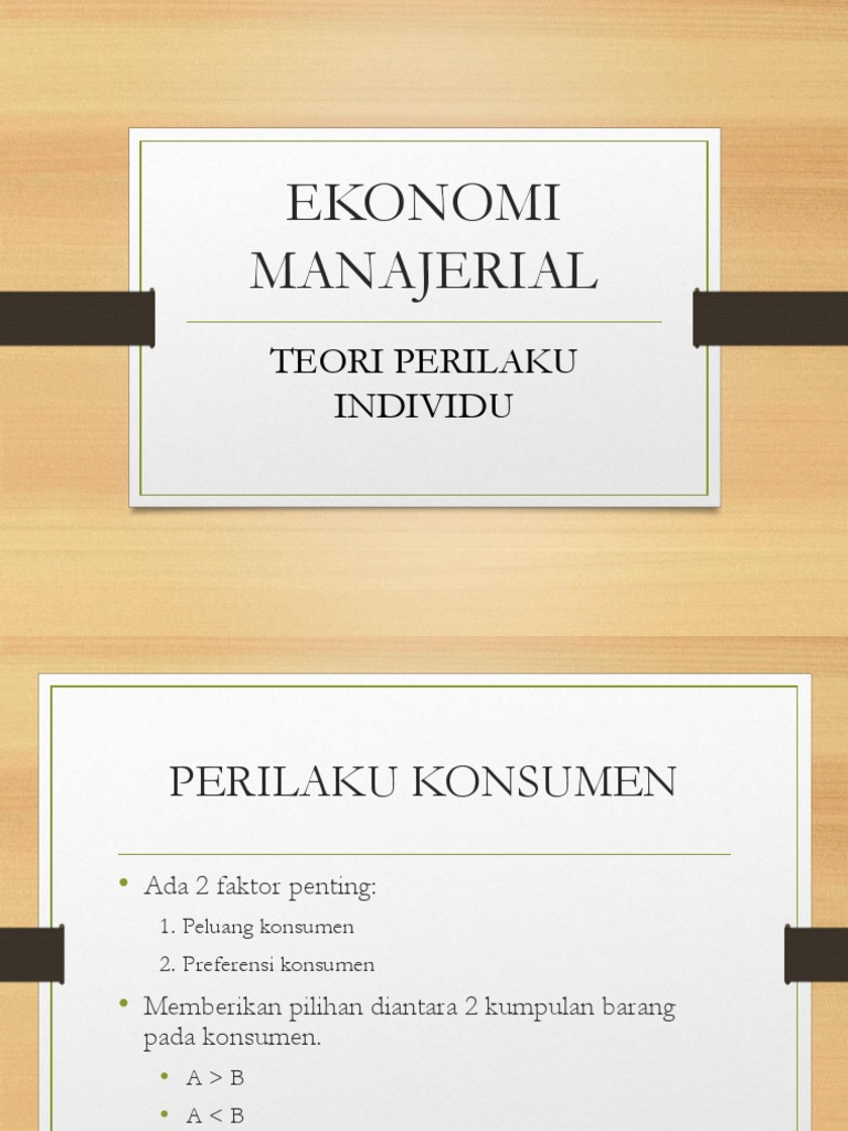 Ekonomi Manajerial Teori Perilaku Individu | PDF