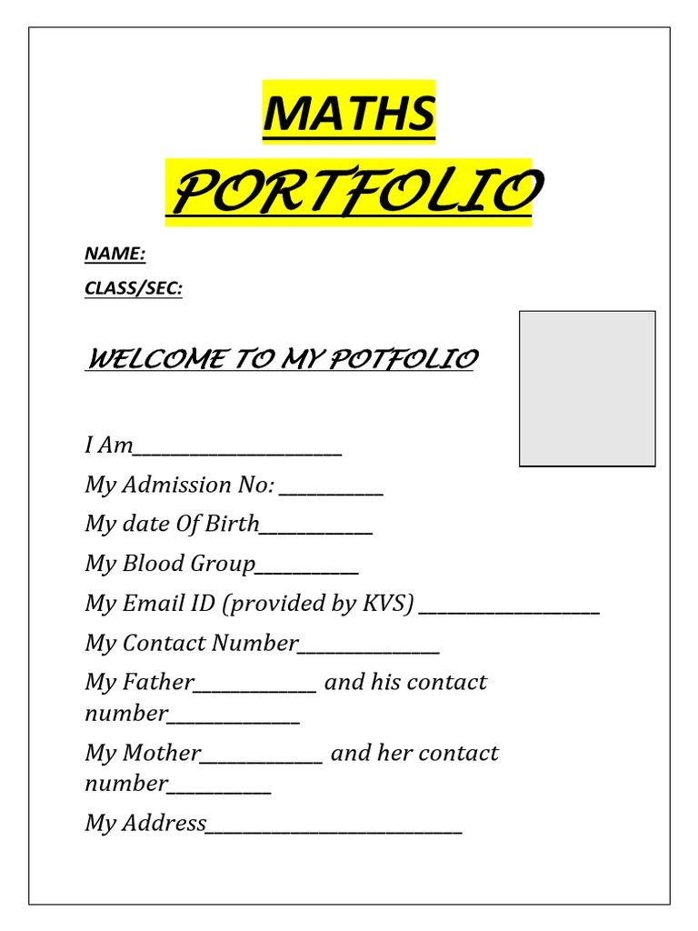 Format of Portfolio | PDF