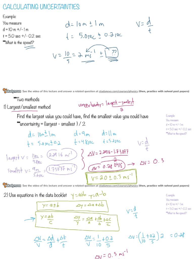 1 3 Calculating Uncertainties Pdf