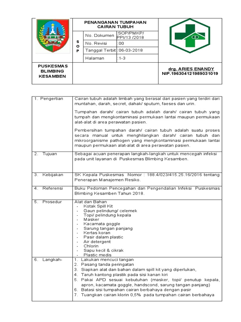 13 SOP Penanganan Tumpahan | PDF 13 SOP Penanganan Tumpahan | PDF