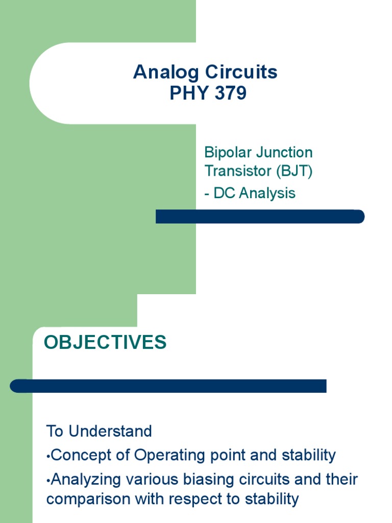Lecture - BJT DC Analysis PDF | PDF | Bipolar Junction Transistor | Amplifier