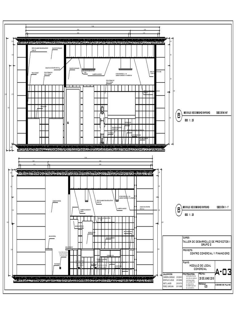 Planos arquitectónicos de un módulo de comidas rápidas con detalles de construcción | PDF ...