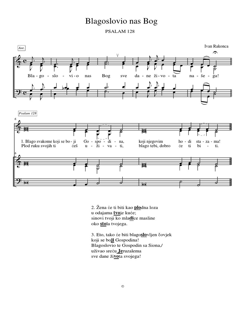 Blagoslovio Nas Bog - Ps 128 - Rakonca | PDF