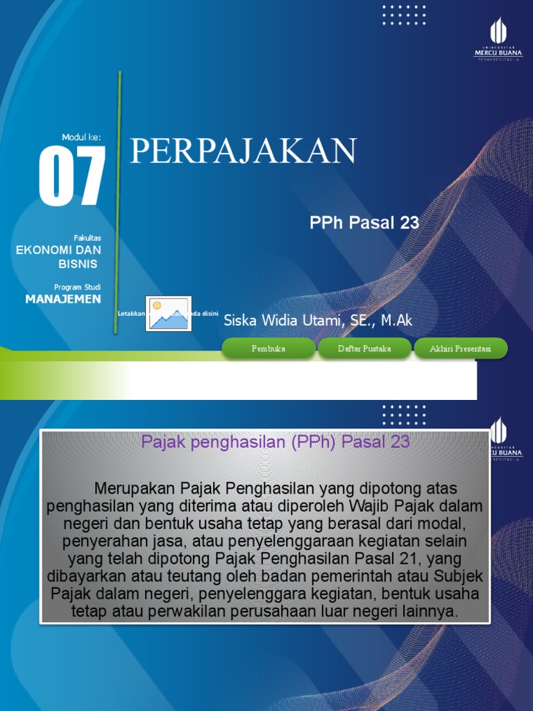 05. PPT Perpajakan_PPh Pasal 23.pptx | PDF