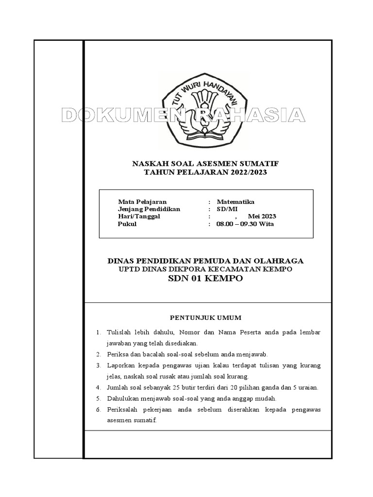 Asesmen Sumatif Matematika Kelas 2 Pdf - EmriDev