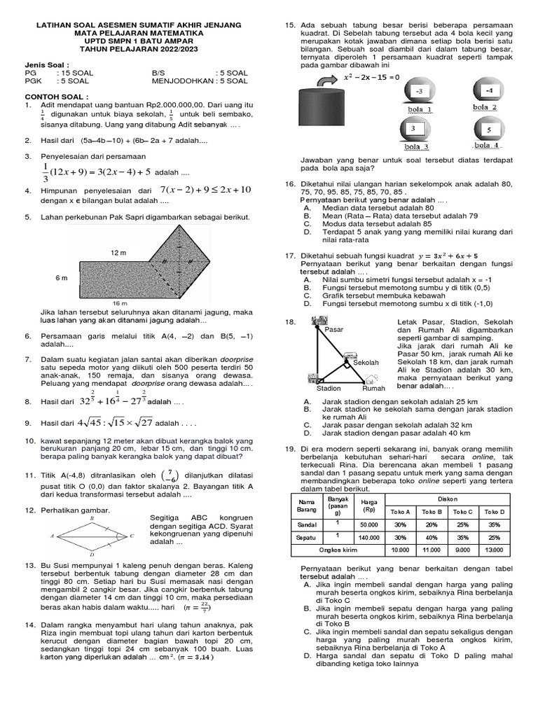 Kisi2 Us Matematika 2023 PDF | PDF