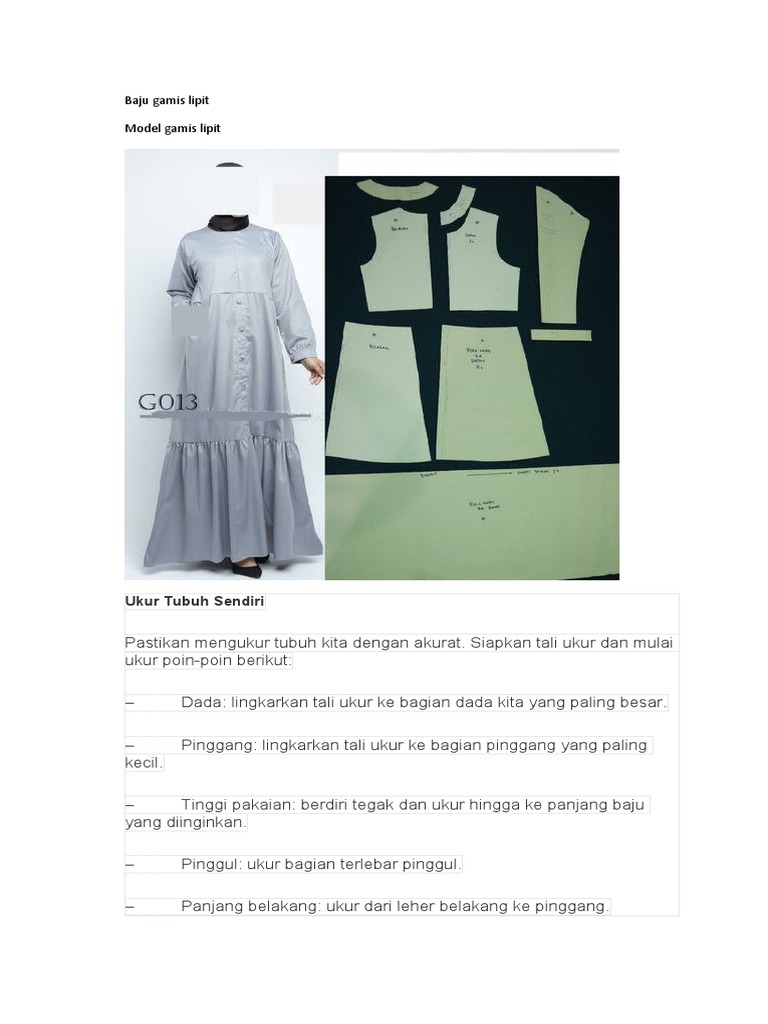 Cara Membuat Pola Gamis Lipit | PDF | Metode & Bahan Ajar