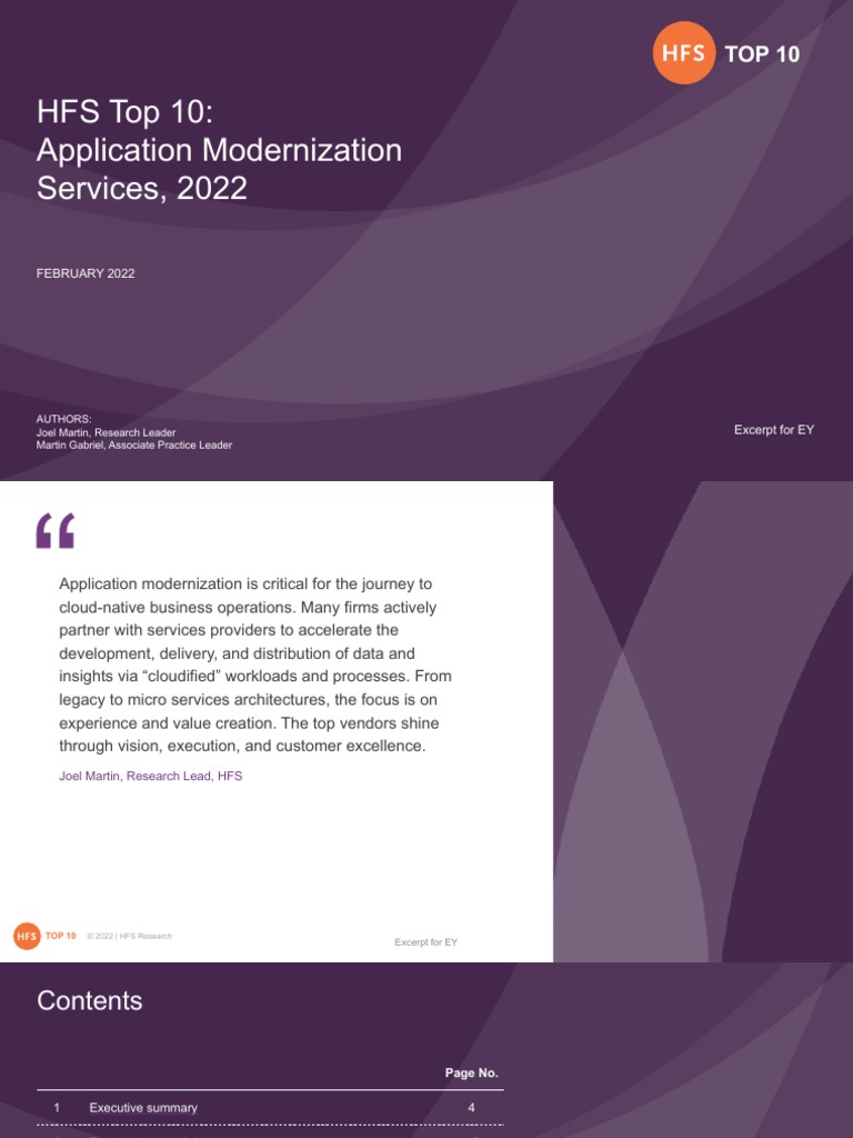 Ey Hfs Top 10 Application Modernization Services 2022 Ey Excerpt PDF ...
