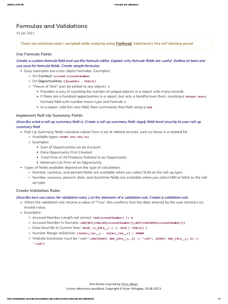 6) Formulas and Validations | PDF | Computing | Computer Programming