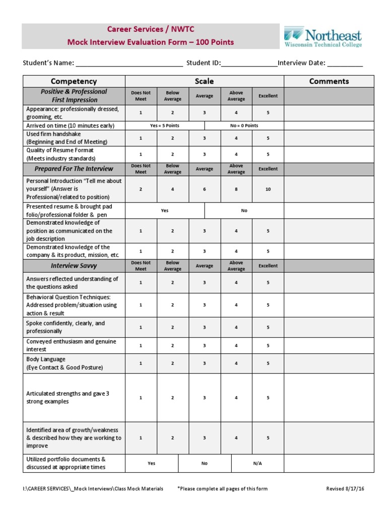 Mock Interview Evaluation | PDF | Body Language | Communication