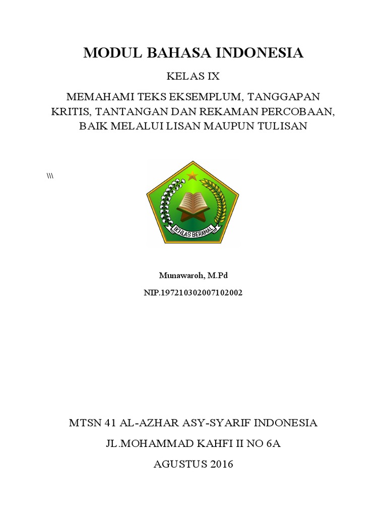 Modul Bahasa Indonesia Kelas Ix Jilid 2 | PDF