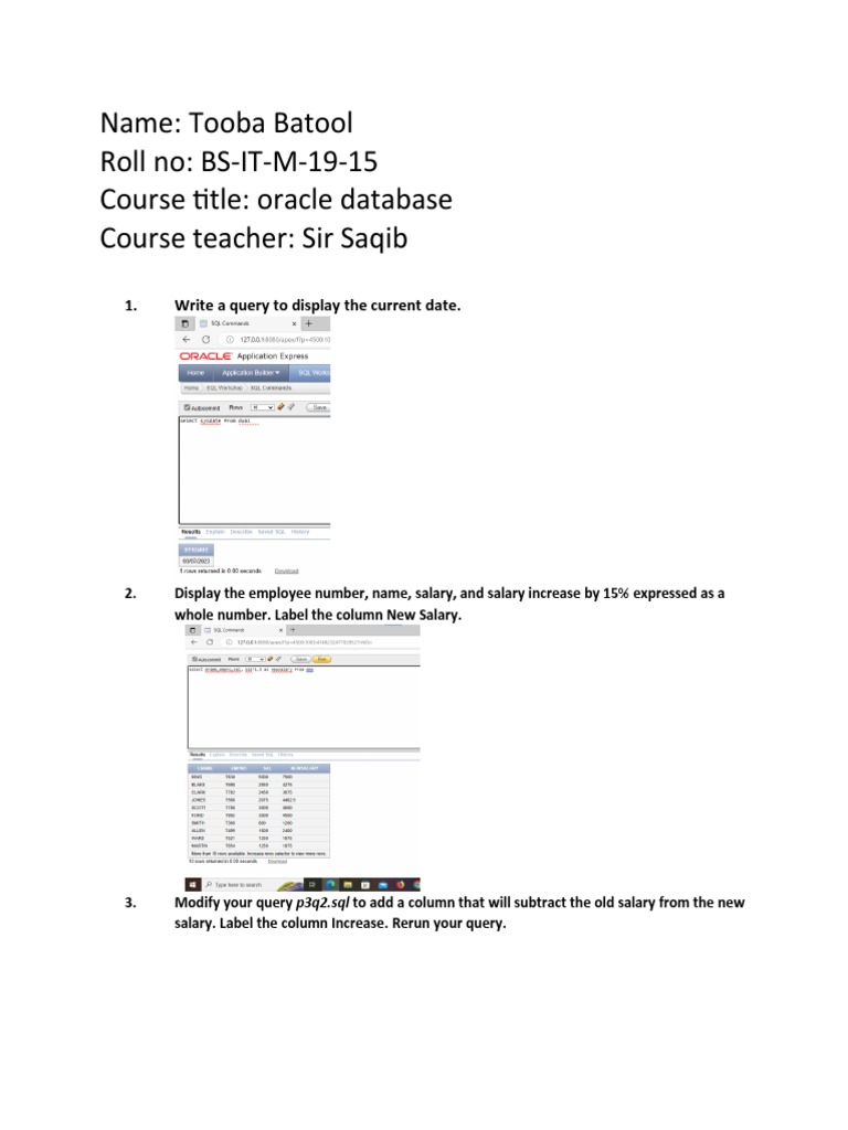 ORACLE Assignment | PDF
