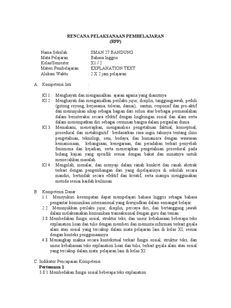 RPP Explanation Text | PDF