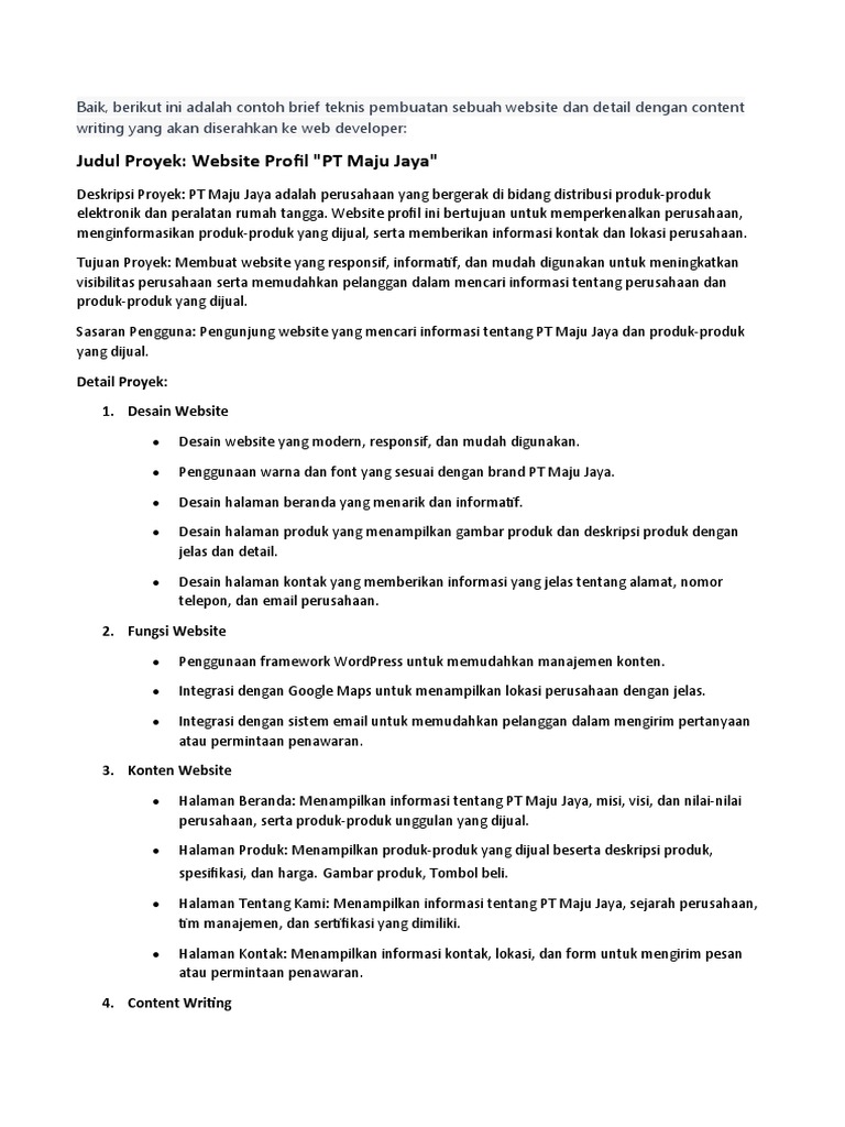 Contoh Brief Proyek Website | PDF