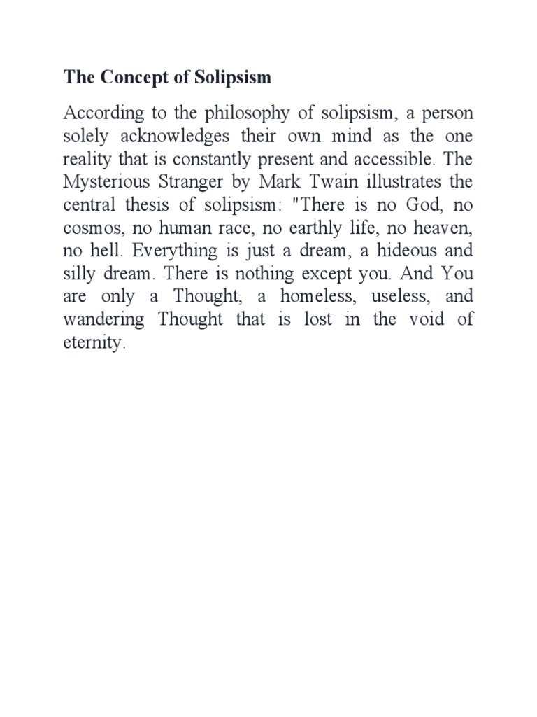 The Concept of Solipsism | PDF