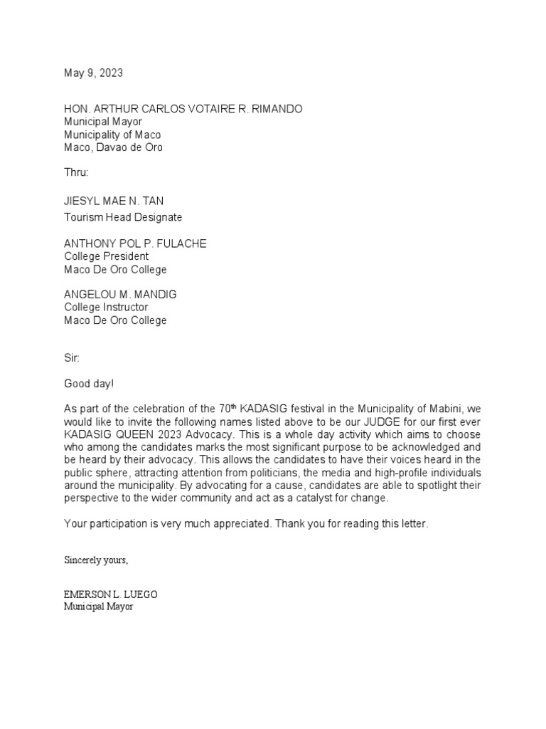 INVITATION - Letter ADVOCACY | PDF