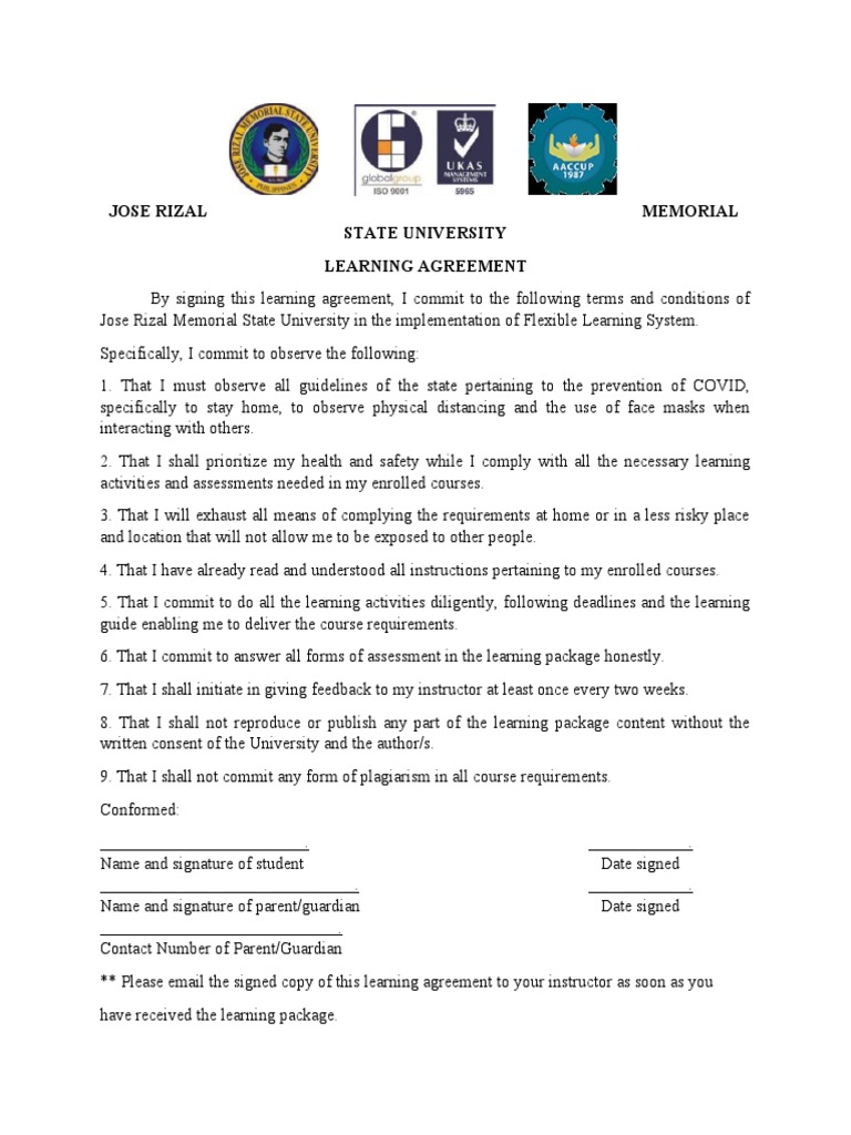 Learning Agreement Pdf