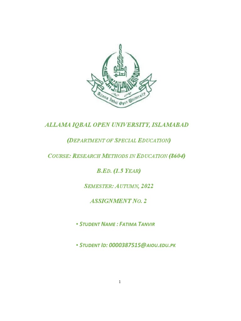 8604 Assignment 2 | PDF | Methodology | Experiment