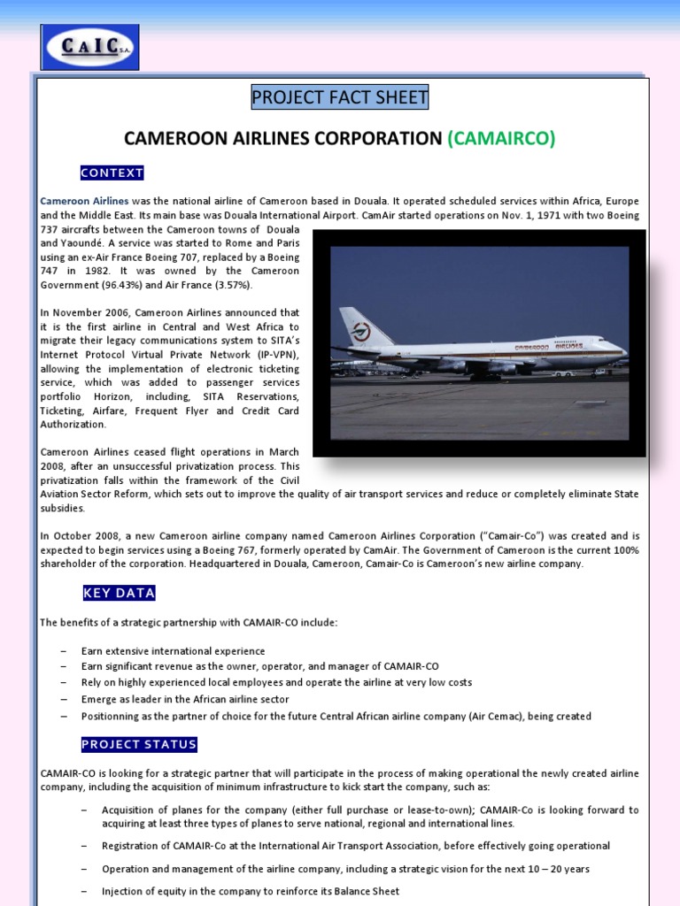 Camair-Co: Cameroon Airline Overview | PDF | Airlines | Boeing