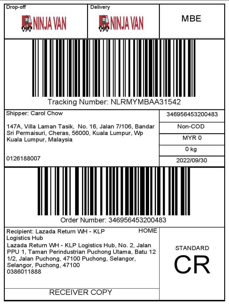 Lazada Return Tracking for Puchong Hub | PDF
