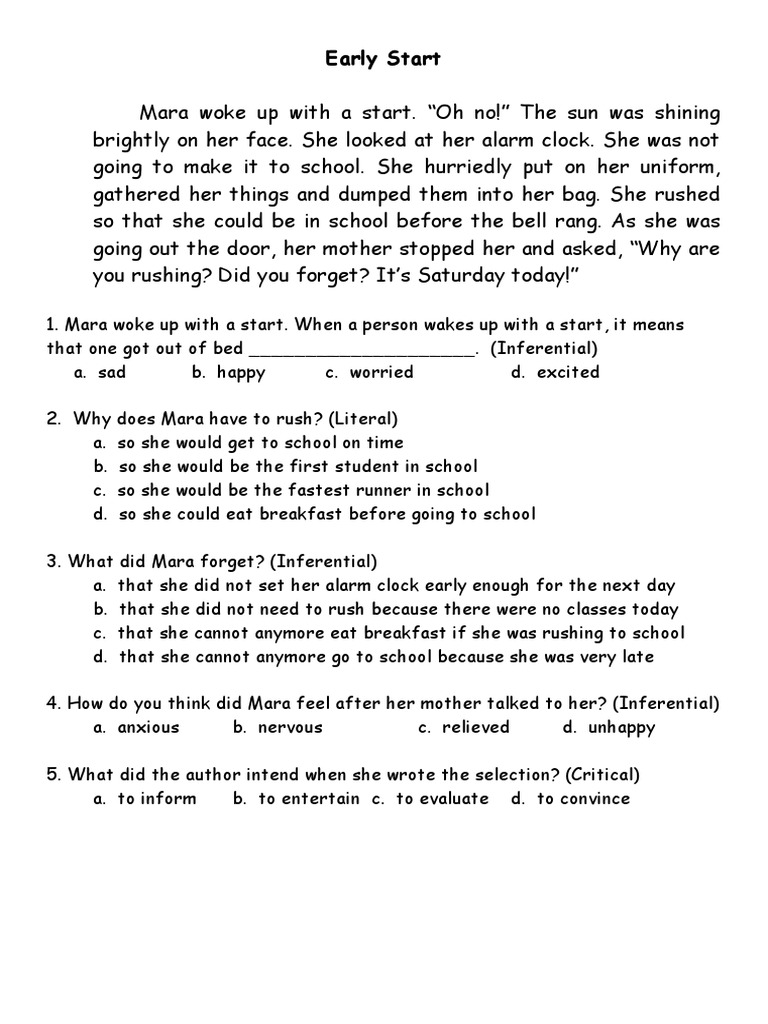 English Passage-Comprehension Check | PDF