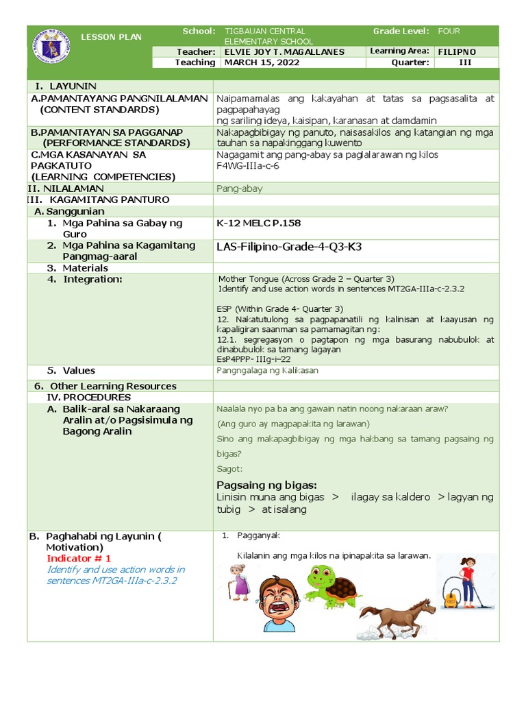 Filipino Grade 4 COT 1 | PDF