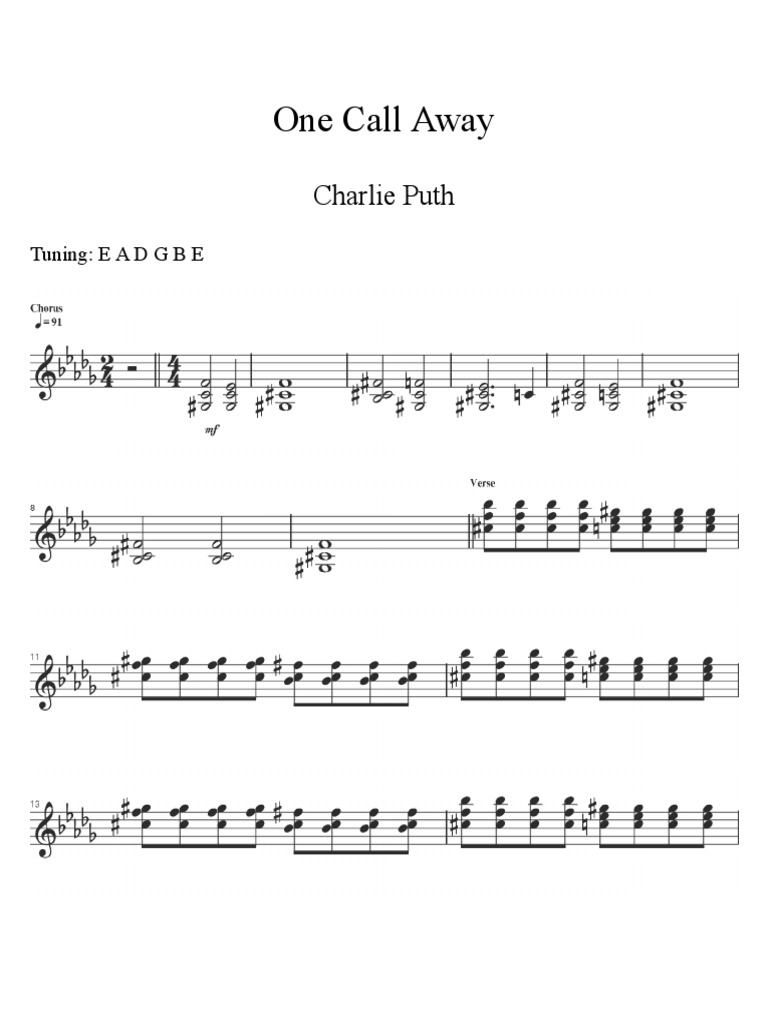 One Call Away: Charlie Puth | PDF
