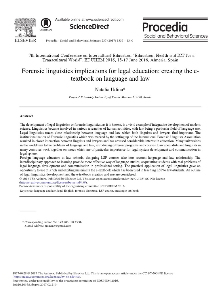 Forensic Linguistics Implications For Legal Educat | PDF | Multimedia | Linguistics