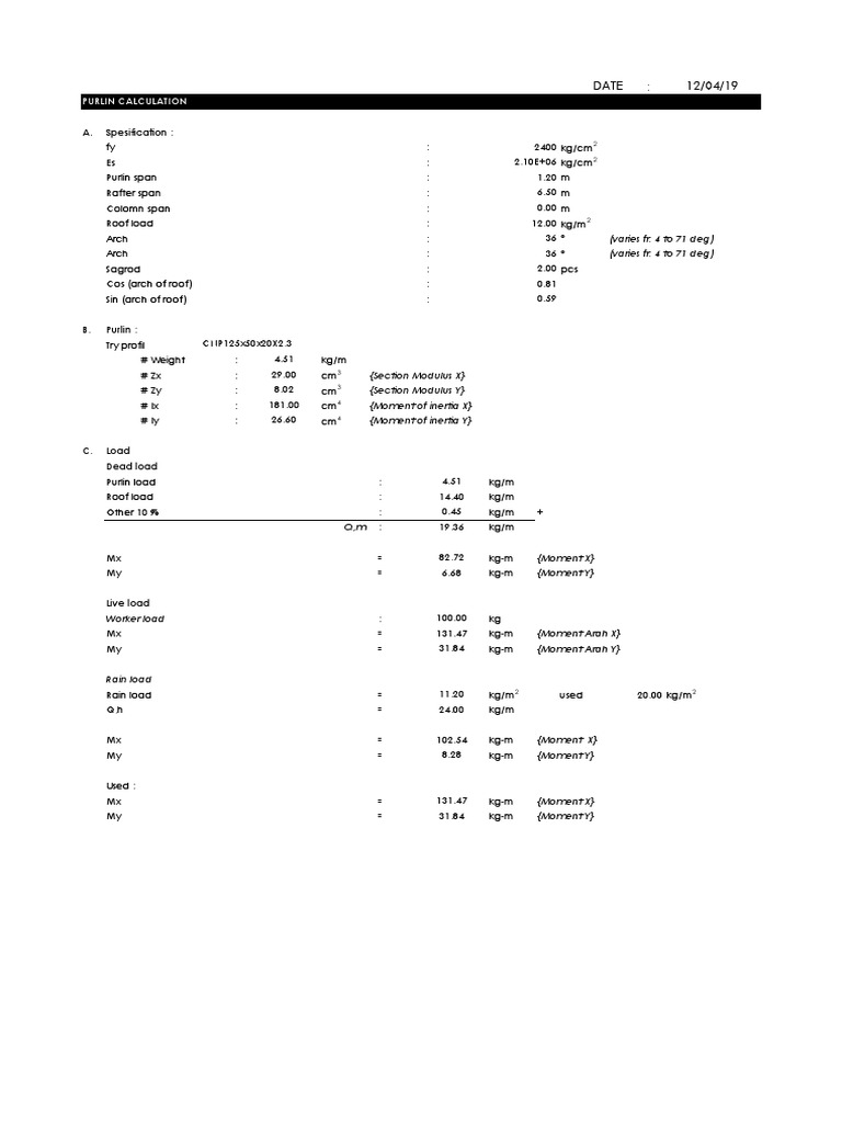 Purlin Check | PDF | Earthquake Engineering | Physical Sciences