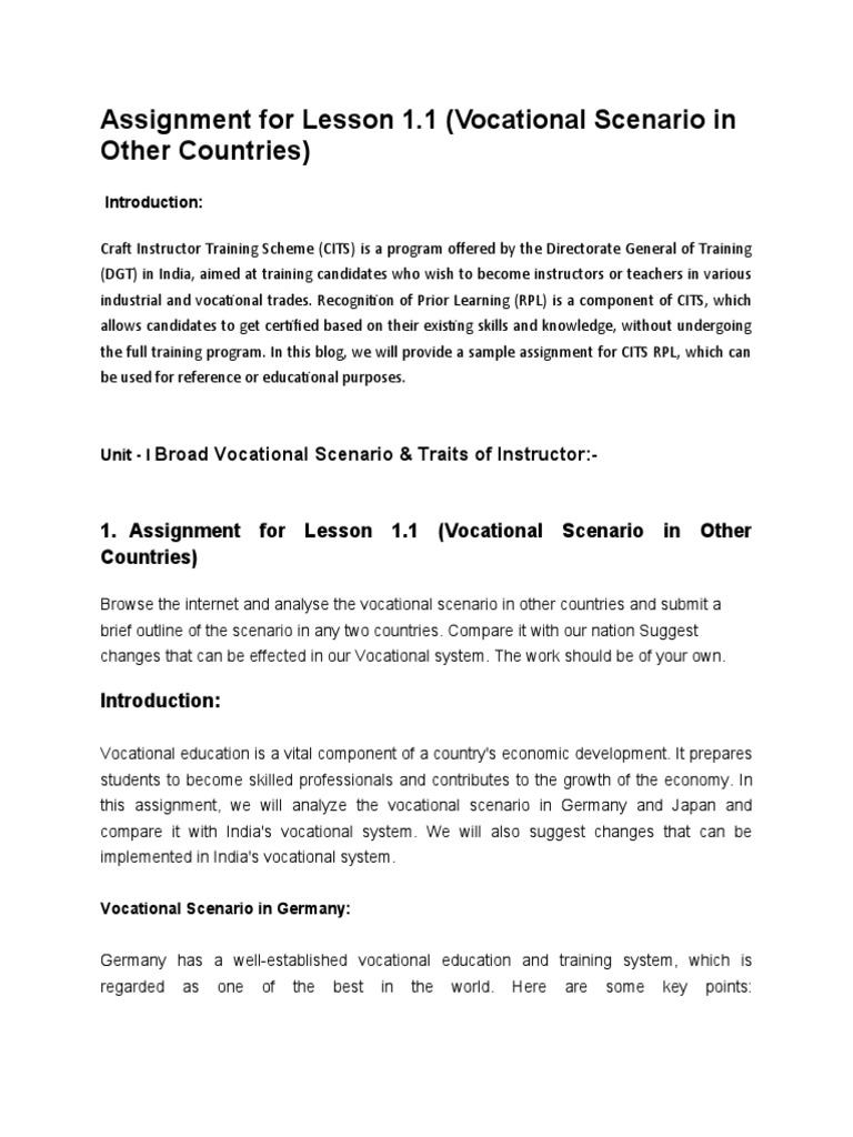 Assignment For Lesson 2 | PDF | Vocational Education | Learning