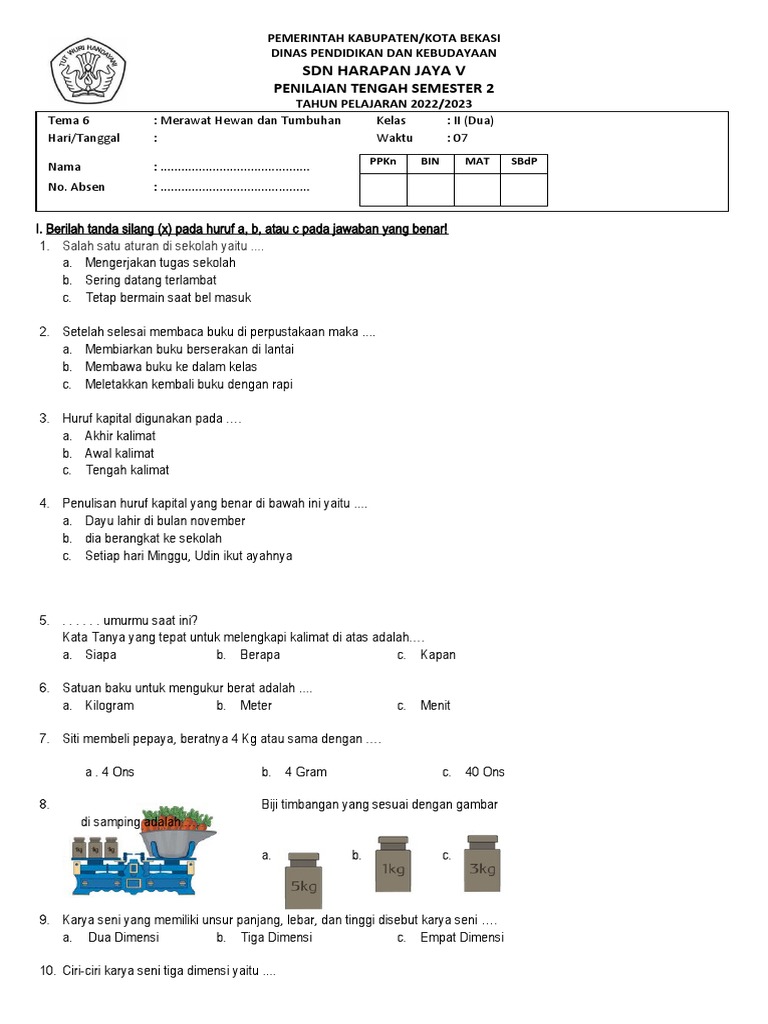 SOAL PTS K2 T6 New | PDF