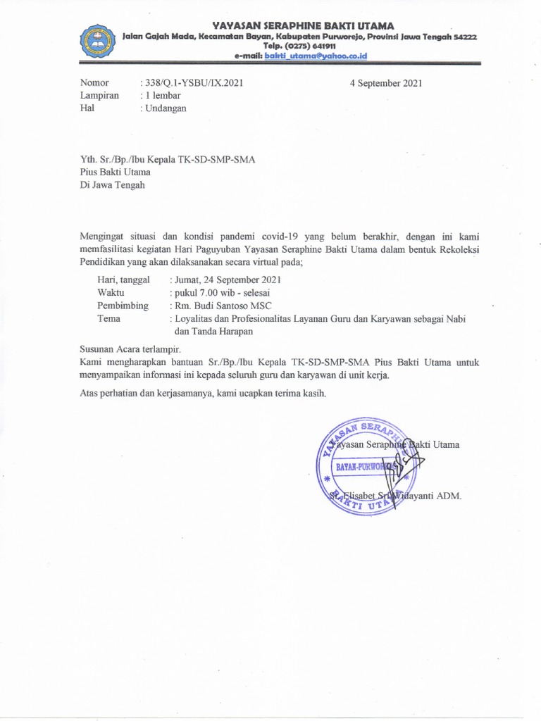 Undangan Rekoleksi Unit Jawa Tengah | PDF