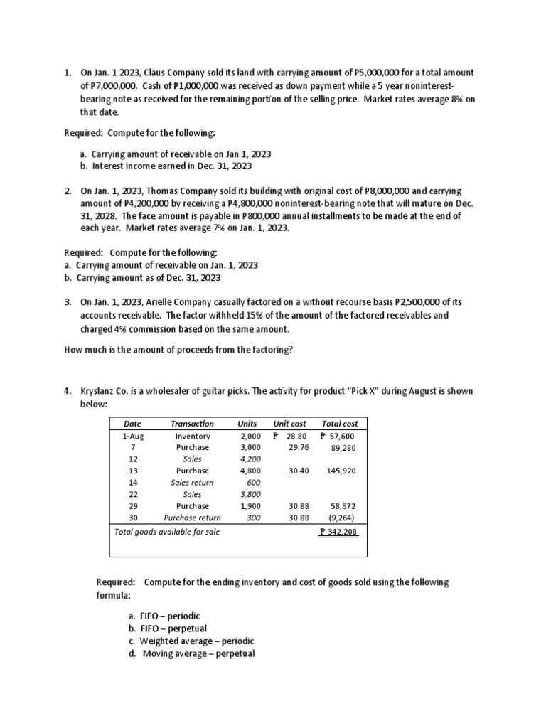 Reviewer | PDF | Cost Of Goods Sold | Inventory