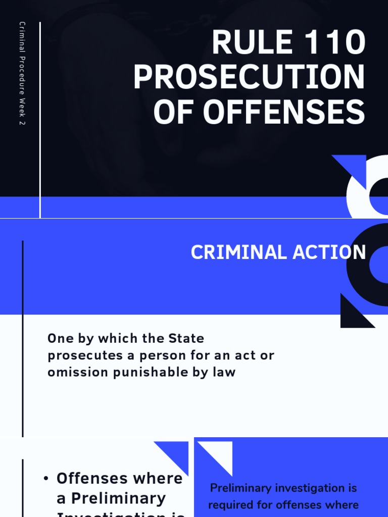 Rule 110: Criminal Prosecution Guide | PDF | Crimes | Crime & Violence