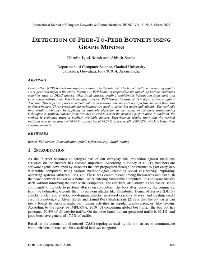 Detection Of Peer To Peer Botnets Using Graph Mining Pdf Peer To Peer Internet Protocols